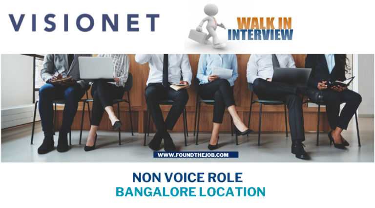 Non Voice Jobs in Bangalore Visionet Systems walk-in interview Drive